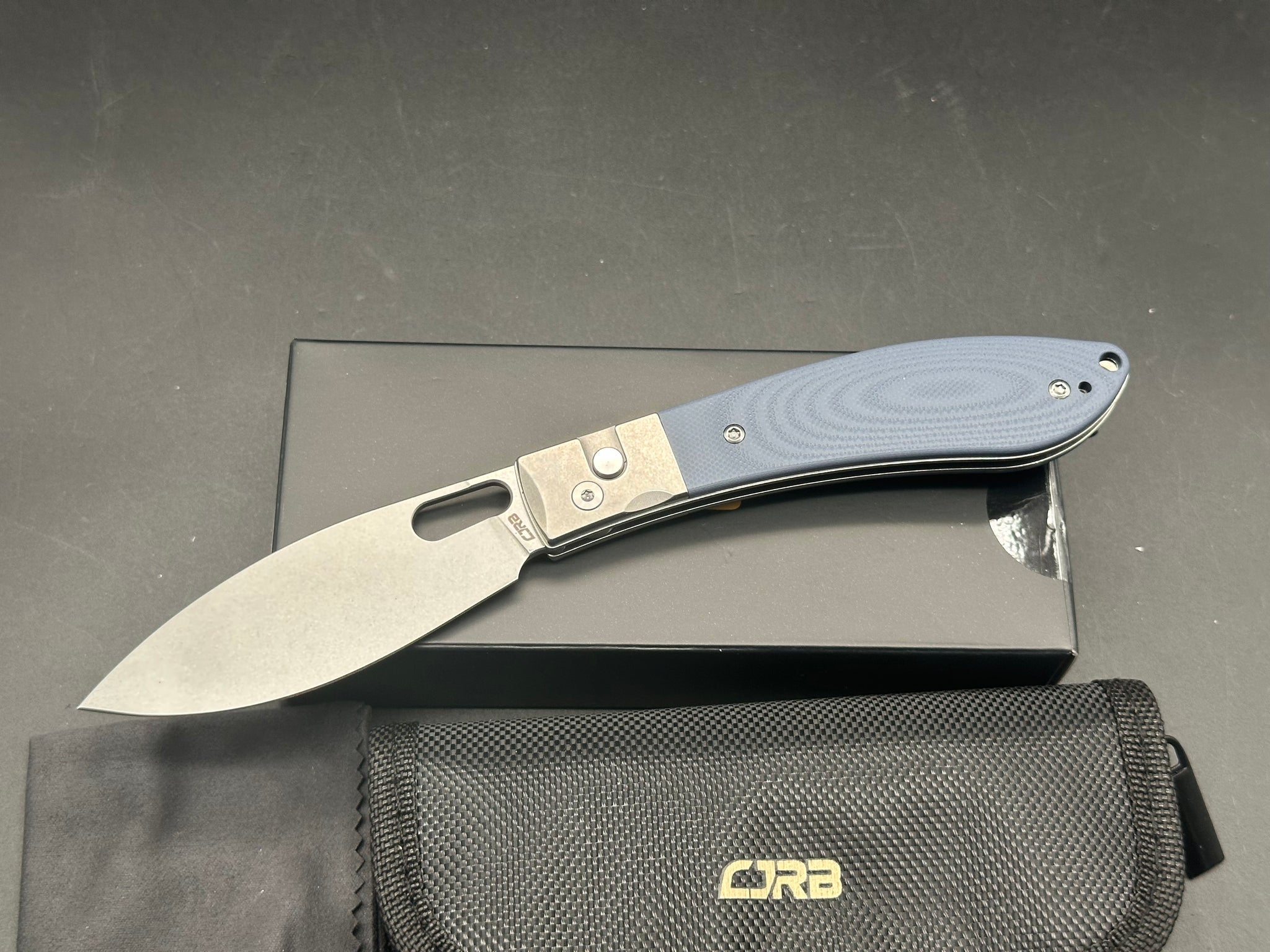 CJRB SASAYA GRAY G10 HANDLE AR-RPM9 DROP POINT PLAIN EDGE STONEWASH FI