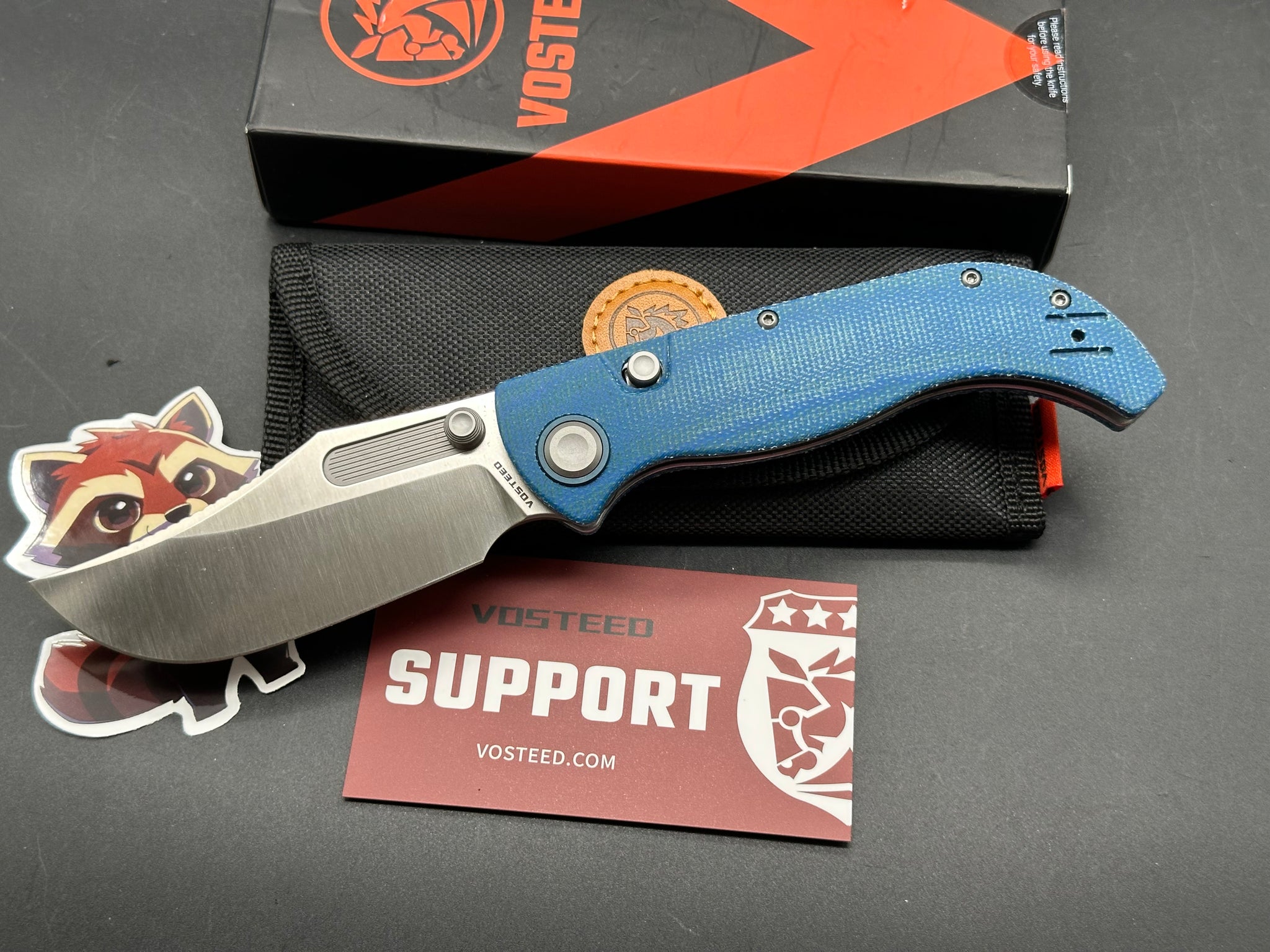 VOSTEED NAGA BLUE MICARTA HANDLE S35VN PLAIN EDGE