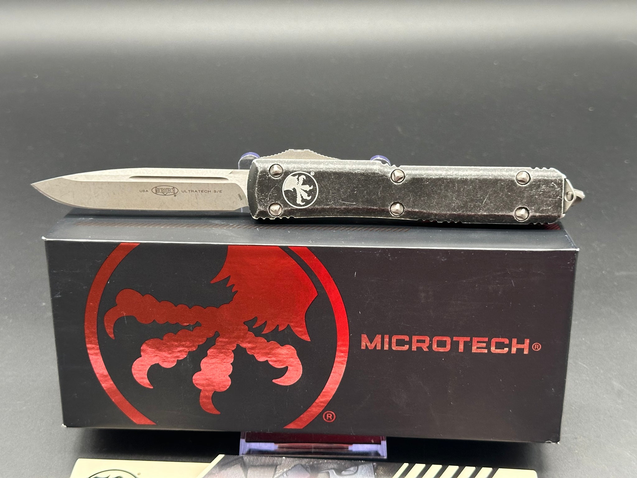 Microtech Ultratech S/E OTF Automatic Knife Distressed Black (3.4" Apo