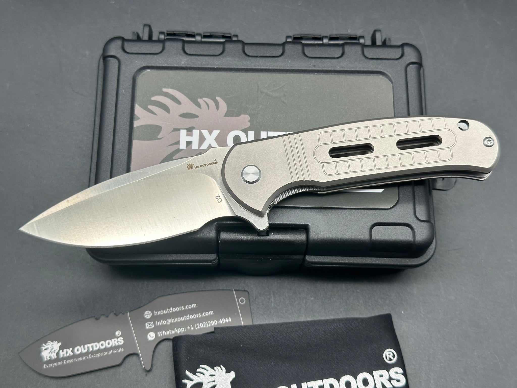 HX Outdoors ZD113S titanium handle w/ 2.85 inch D2 blade