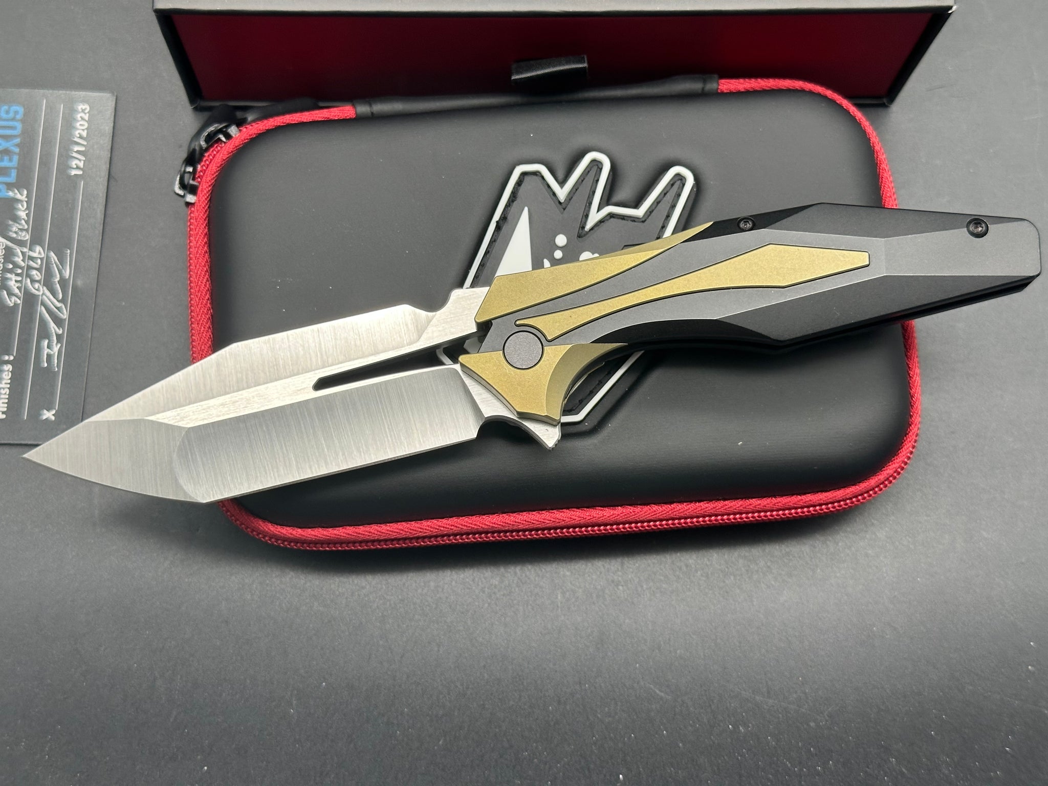 Arcane Design - The Plexus/Black DLC Ti Frame + Gold Ti Bolster Inlays