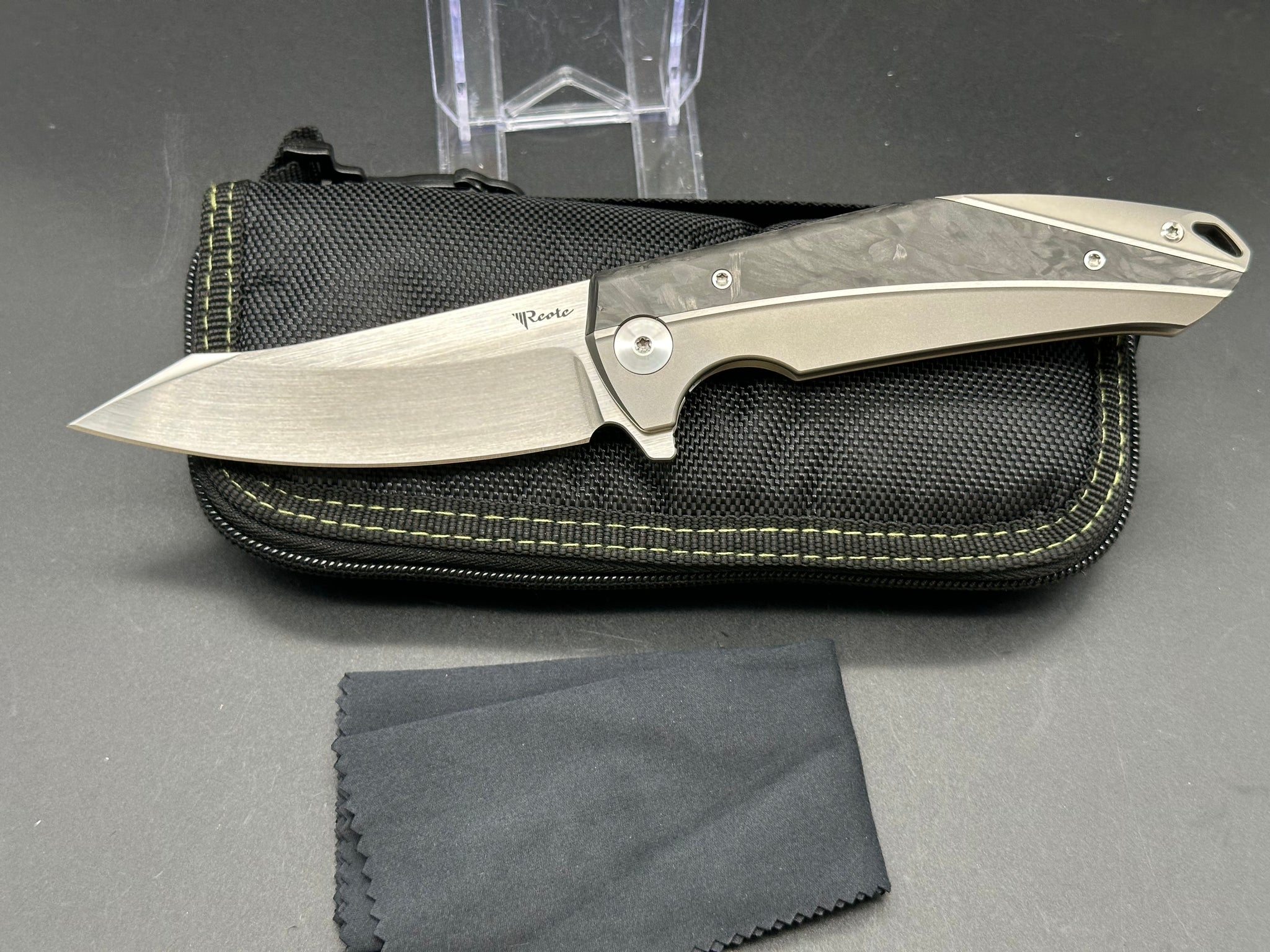 Reate K-1 Frame Lock Flipper Knife Marble Carbon Fiber/Ti (3.8" M390 H