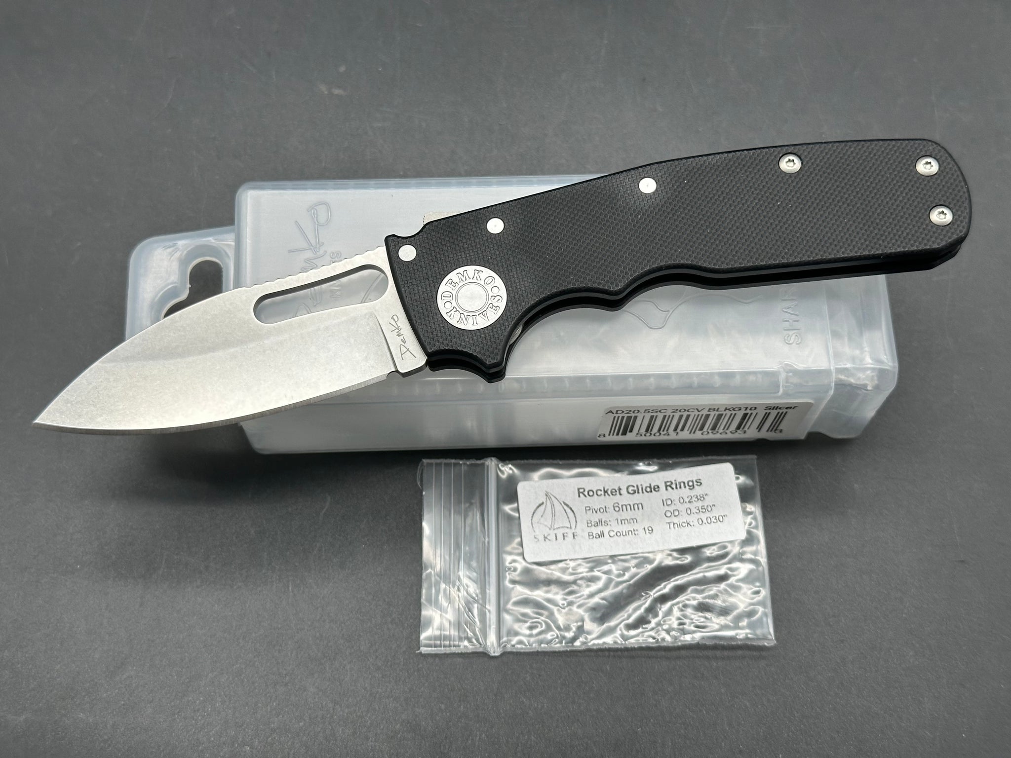 Demko Shark Cub (NEW), 2.75" CPM 20CV Stonewash Blade with Black G10 H