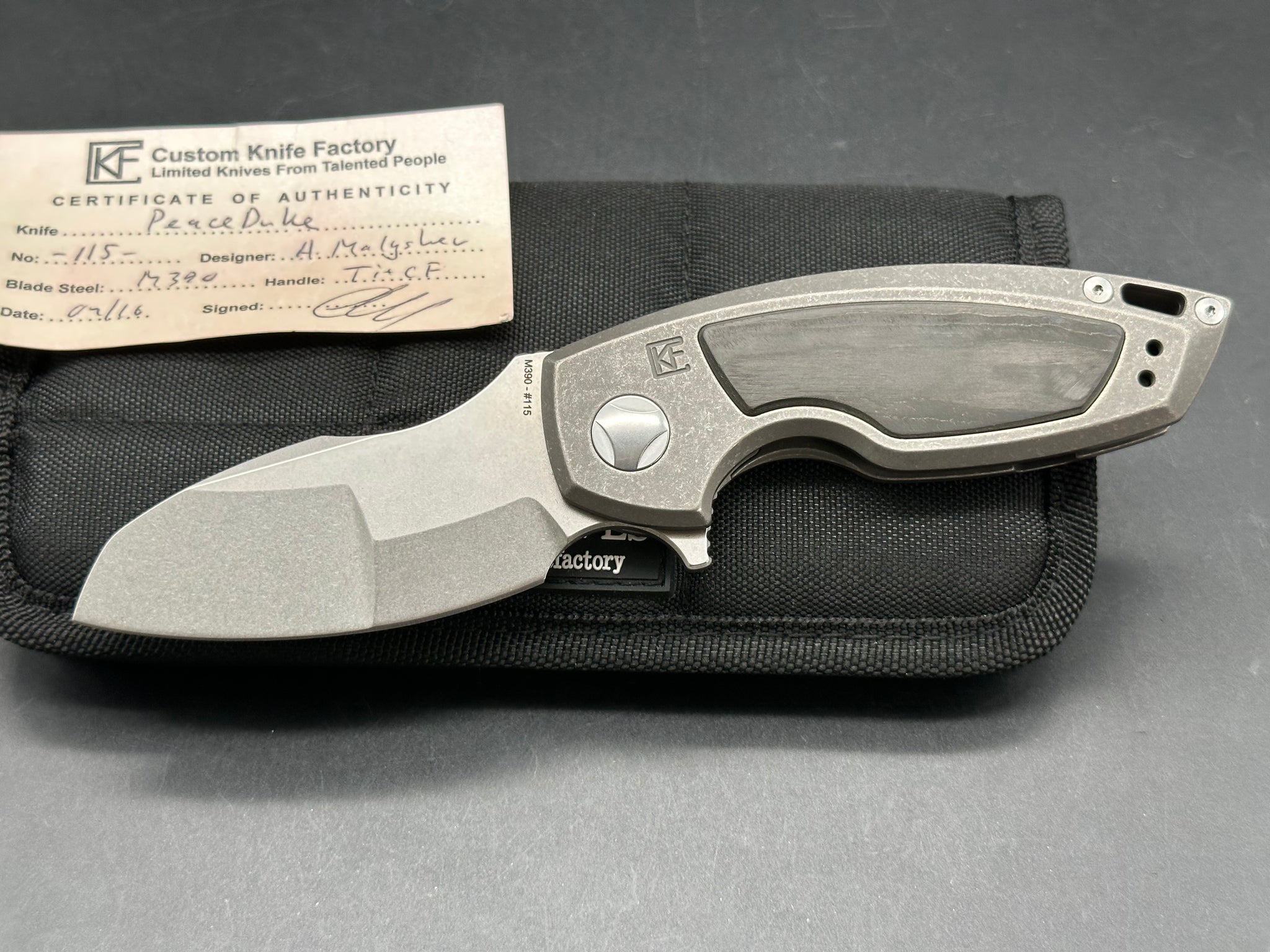 Custom Knife Factory Peace Duke titanium handle w/M390 blade
