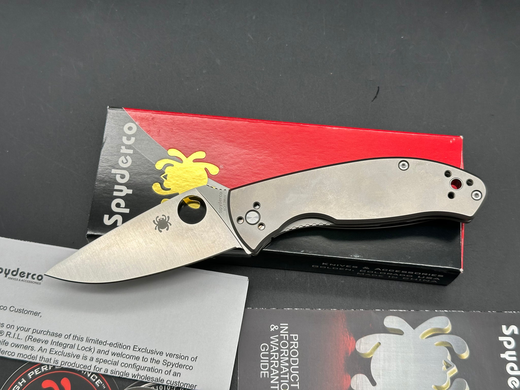 Spyderco Tenacious Titanium 3.39" 8Cr13MoV Satin Blade with Gray Titan