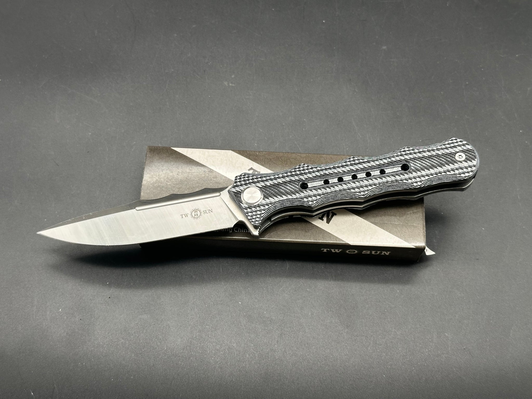 TwoSun TS165 Wong design, “Bamboo”, liner lock, black and white G10 s