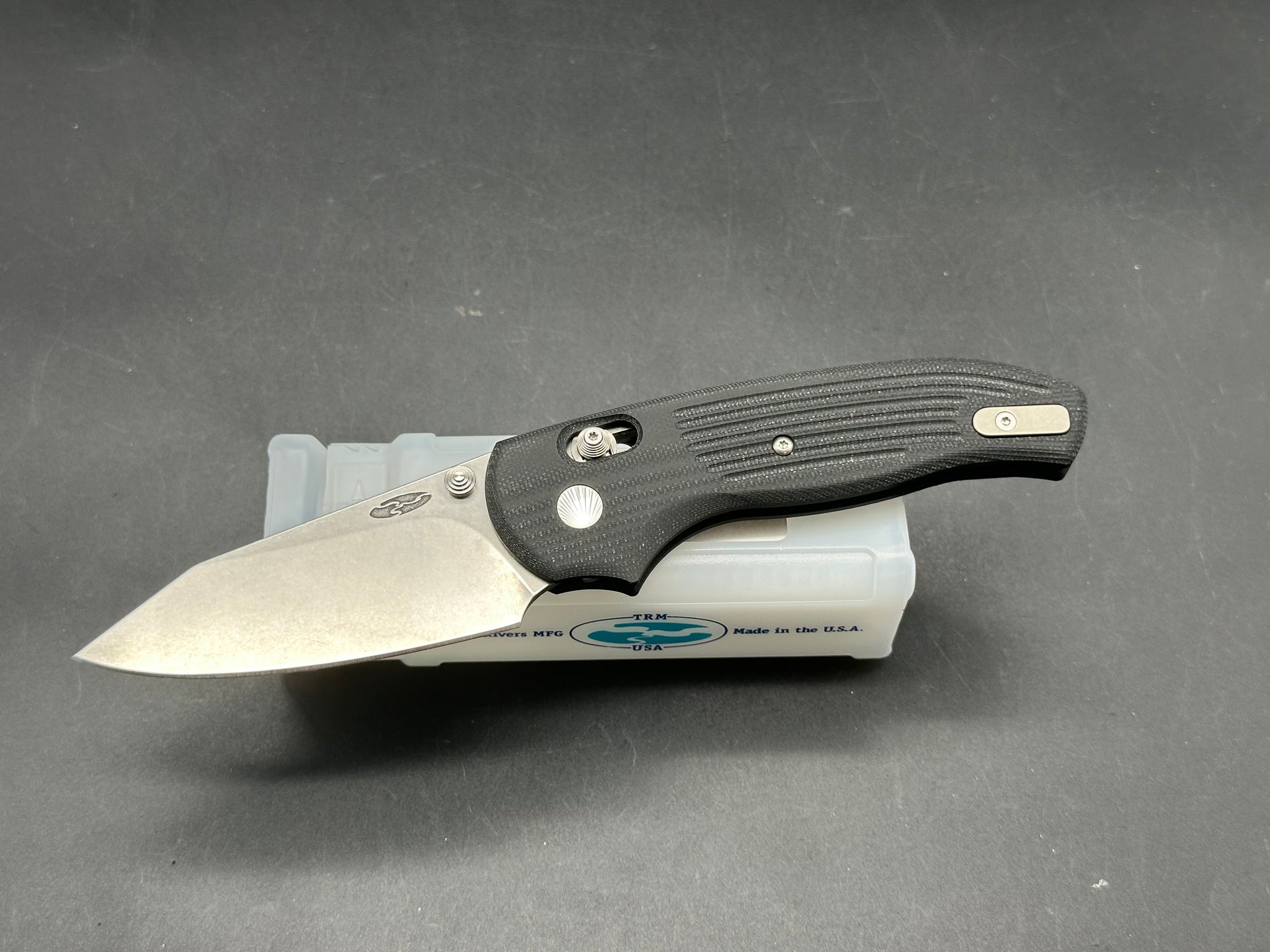 TRM Shadow River-Lok Stonewash 20CV, Black Micarta Scales