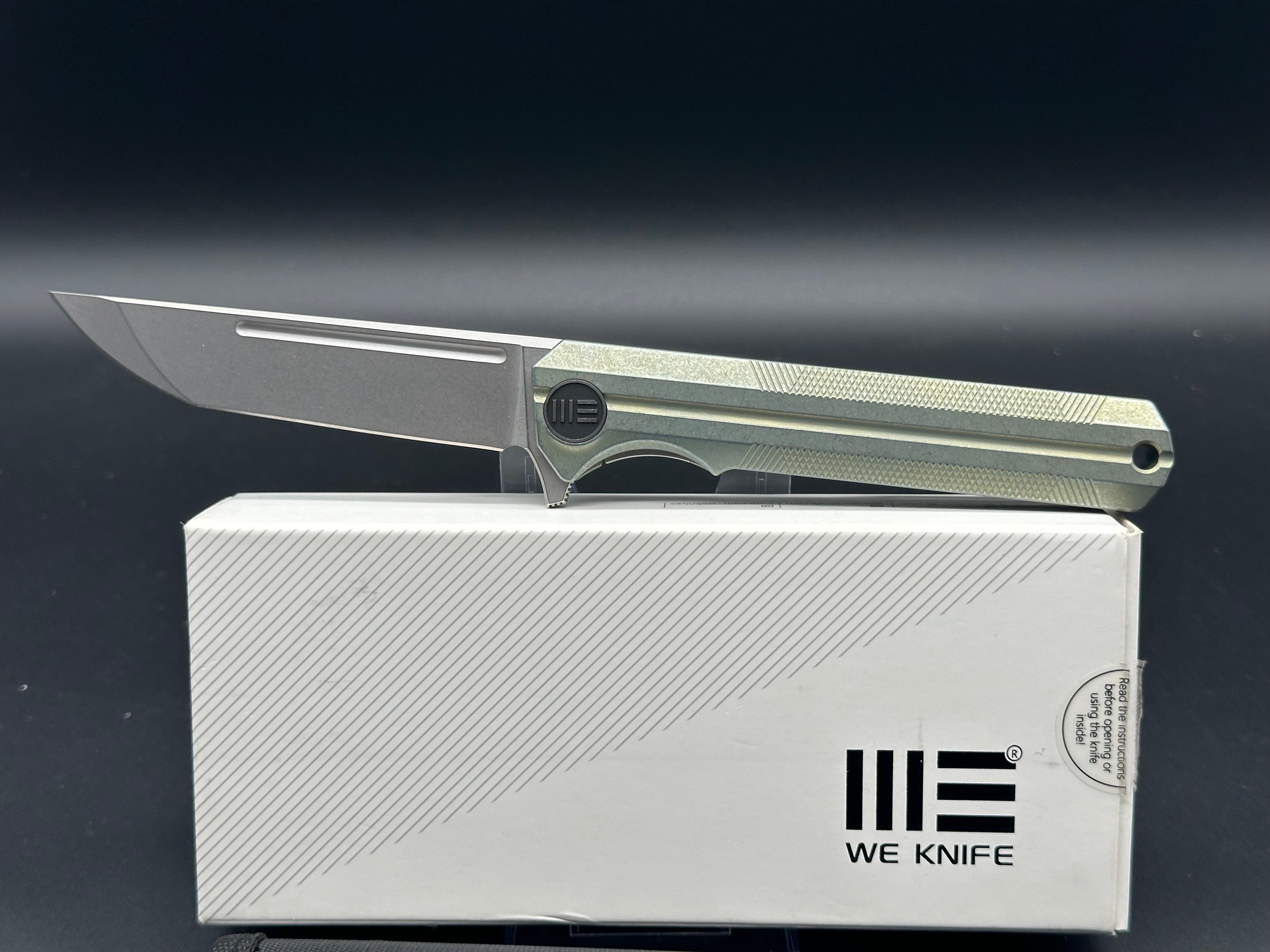 WE Knife Co. Syncro Integral Frame Lock Knife Green Ti (3.8" Stonewash ...