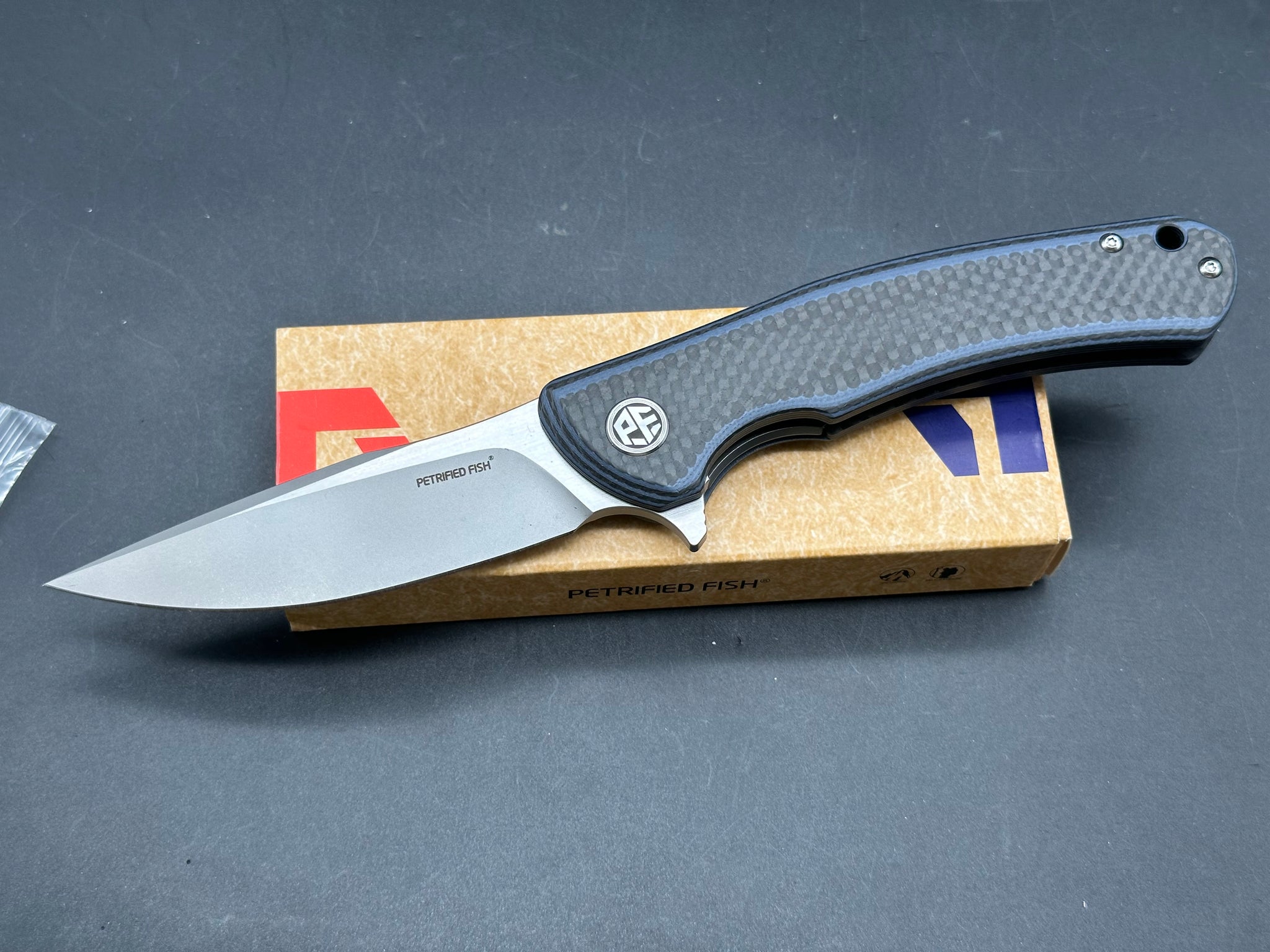 Petrified Fish PF949 Warrior Flipper Knife CF Handle
