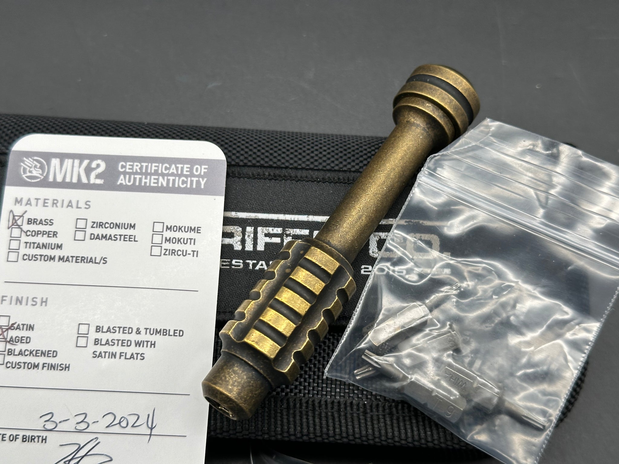 Griffin Co. MK2 3.75" Aged Brass Bit Driver Tool w/Wiha bits included: