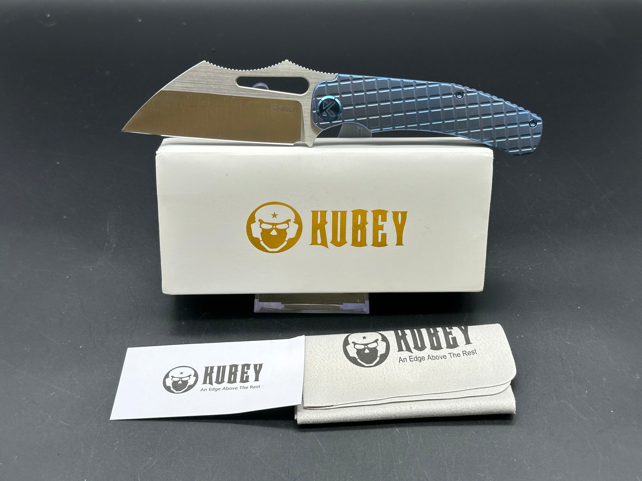 Kubey Sylow Blue Titanium Handle 3.46 14C28N Blade