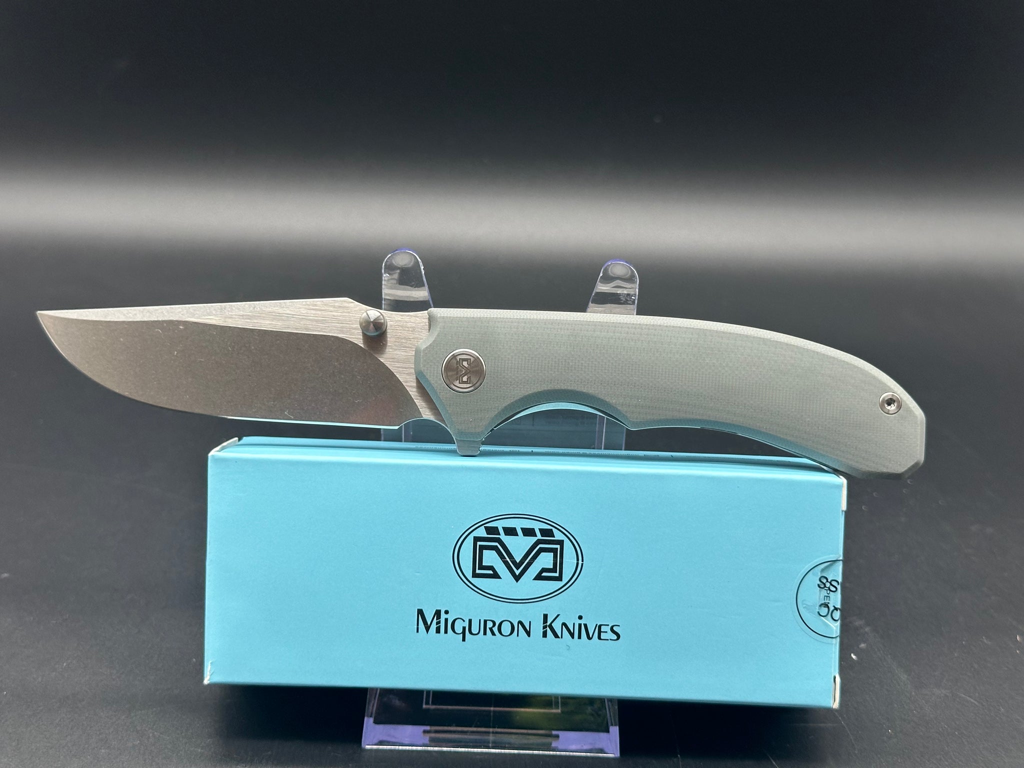 MIGURON CENTURION POCKET KNIFE GRAY G10 HANDLE 14C28N STONEWASHED BLAD