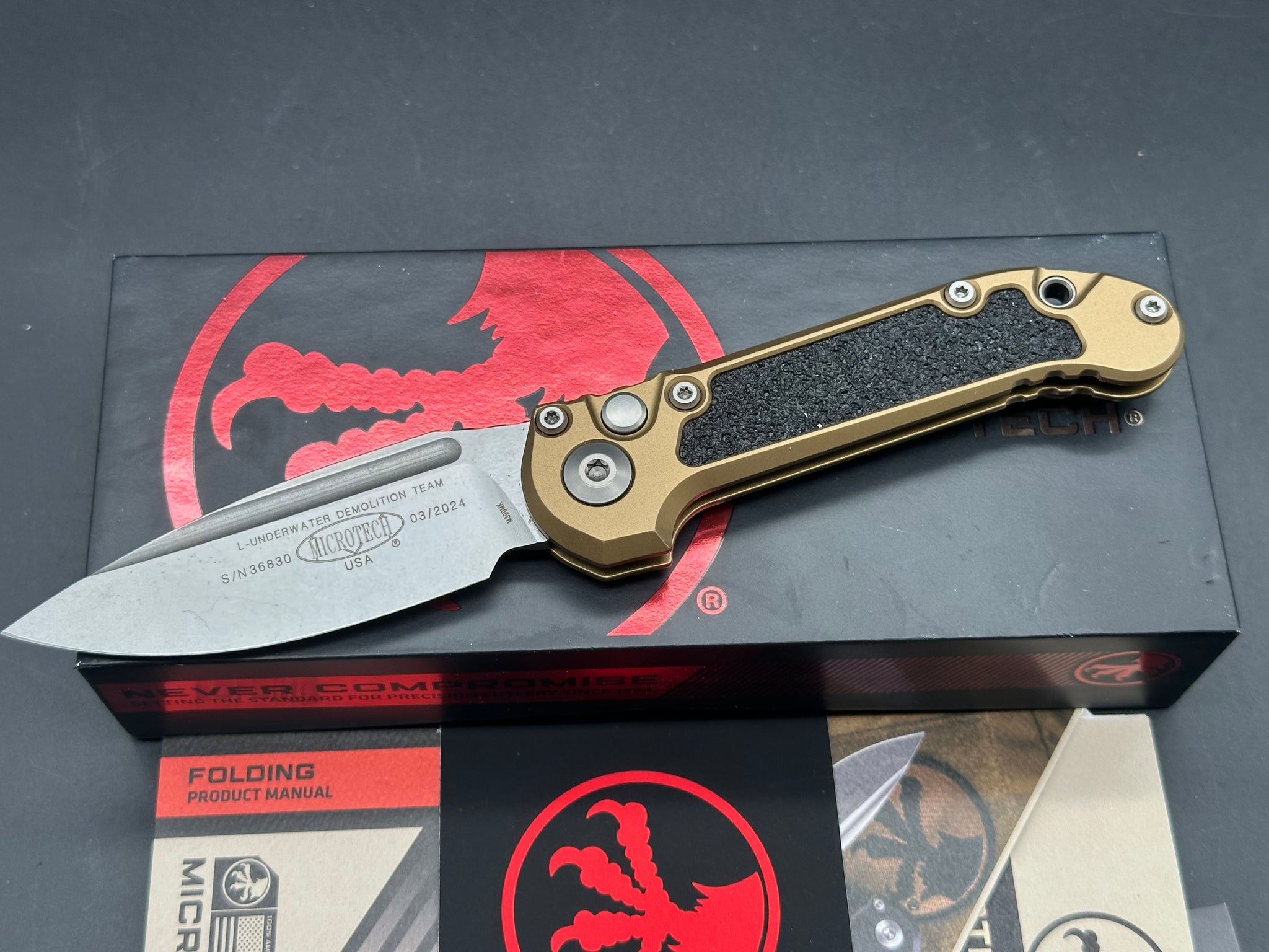 Microtech LUDT Gen III S/E Automatic Knife Tan Aluminum (3.5" SW)