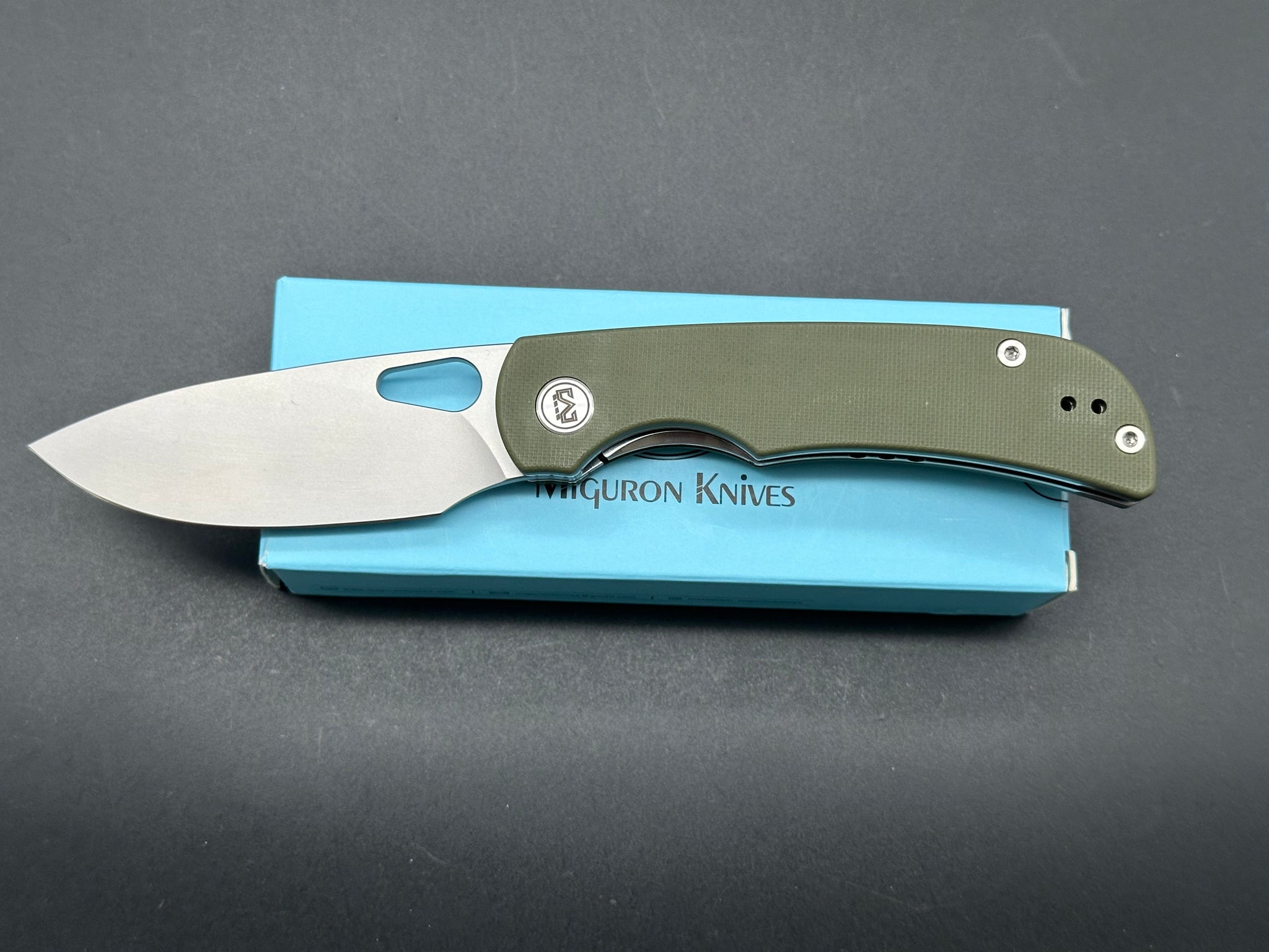 MIGURON MOYARL FOLDING KNIFE OD GREEN G10 HANDLE 14C28N DROP POINT PLA