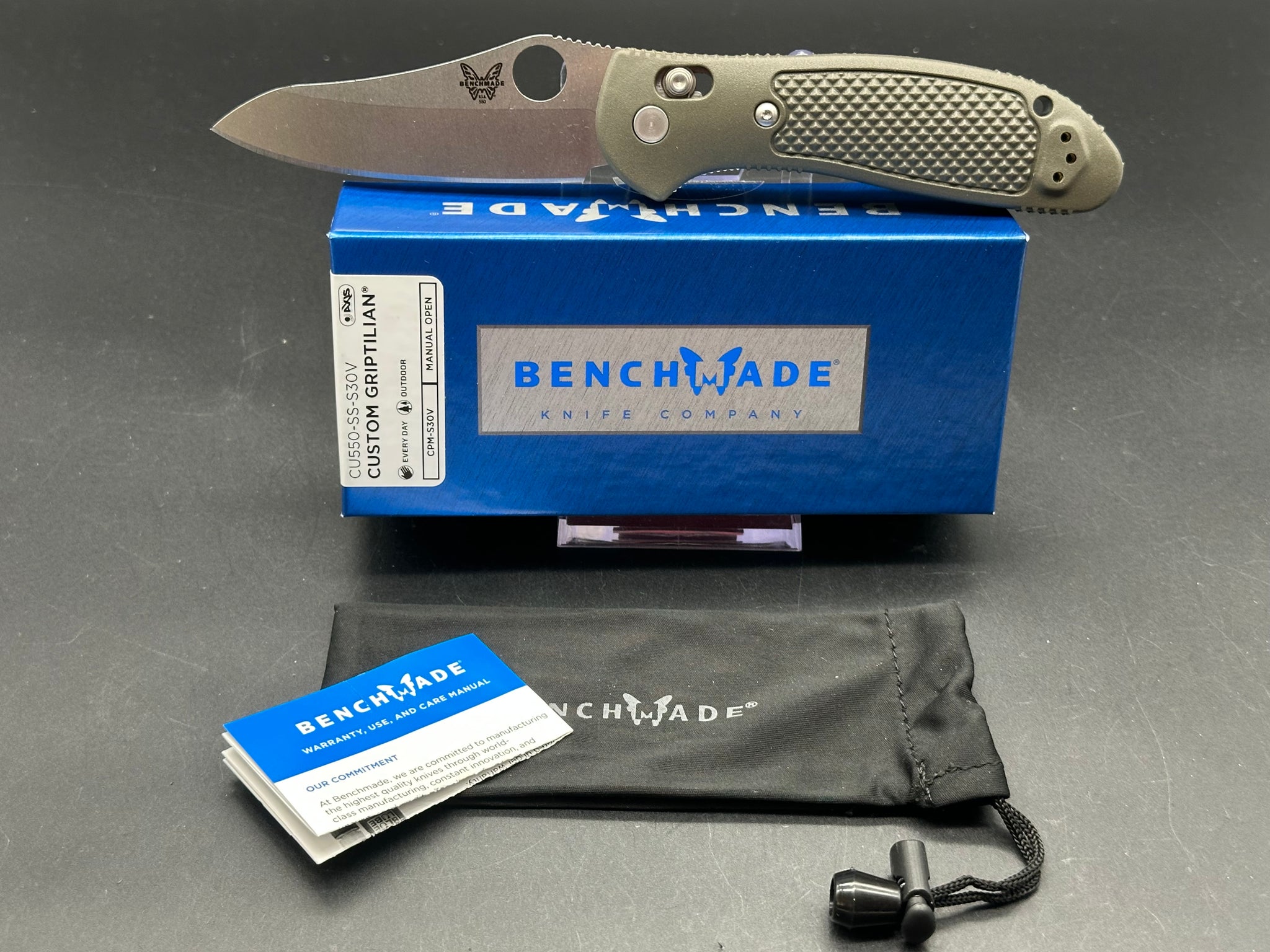 Benchmade Griptilian Custom, 3.45" S30V Sheepsfoot Blade with OD Green