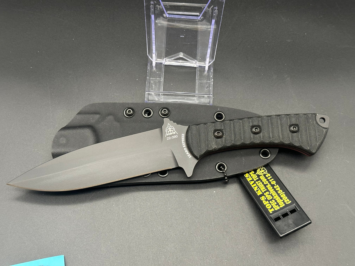 TOPS Knives Szabo Express S/E Fixed Blade Knife Black Micarta (5.6" Bl ...