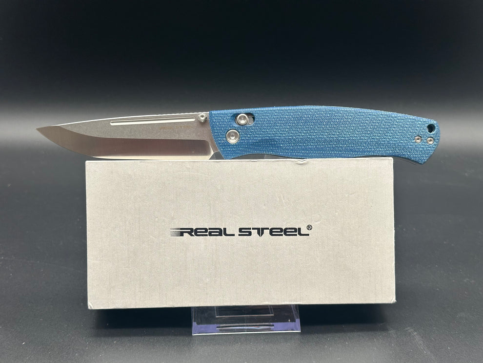 Real Steel Pathfinder blue denim micarta scales w/14C28N blade ...