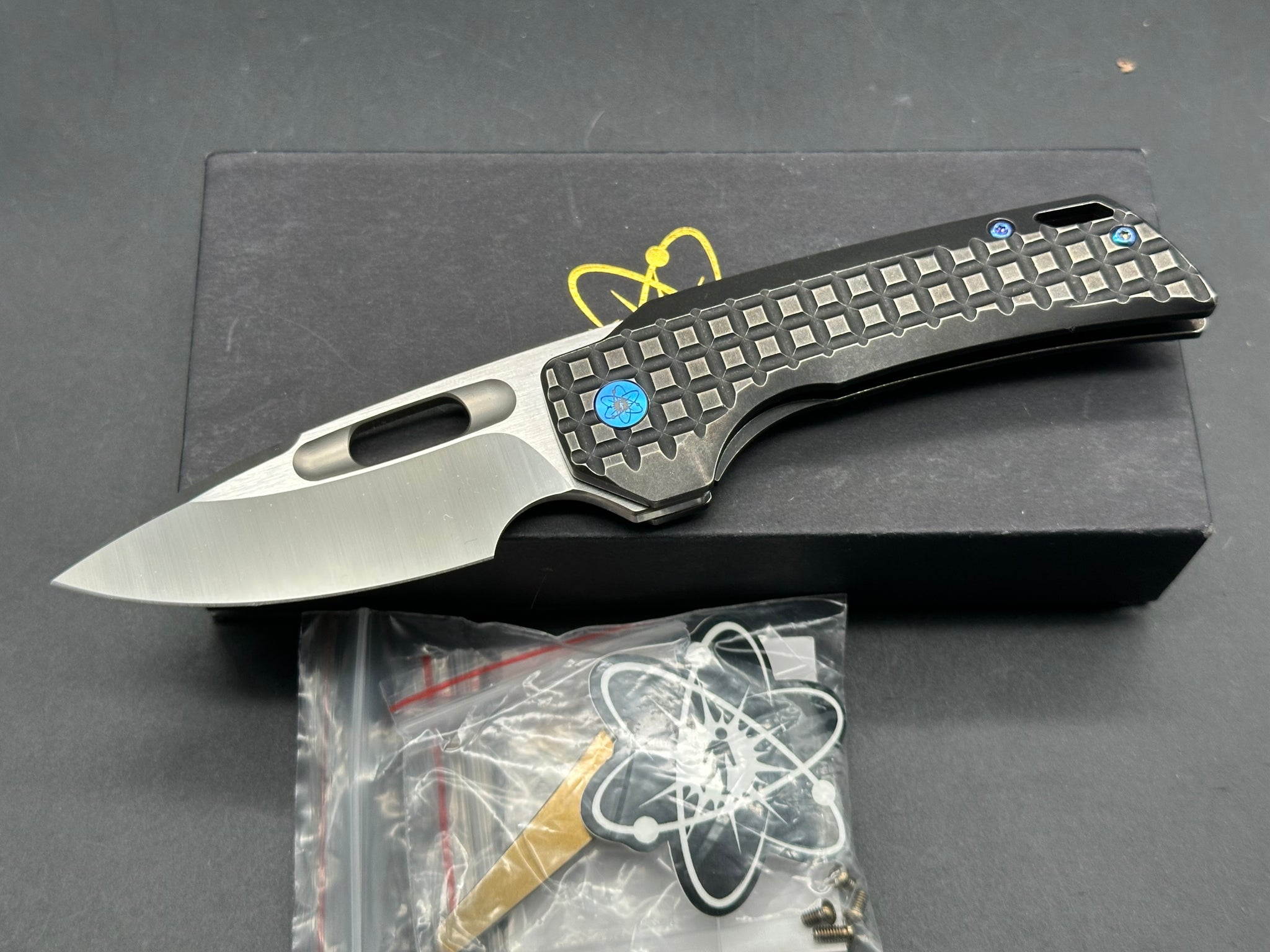 EMP EDC - Nymble/Grey Milled Frag Ti Handle & Blue Hardware + MokuTi C