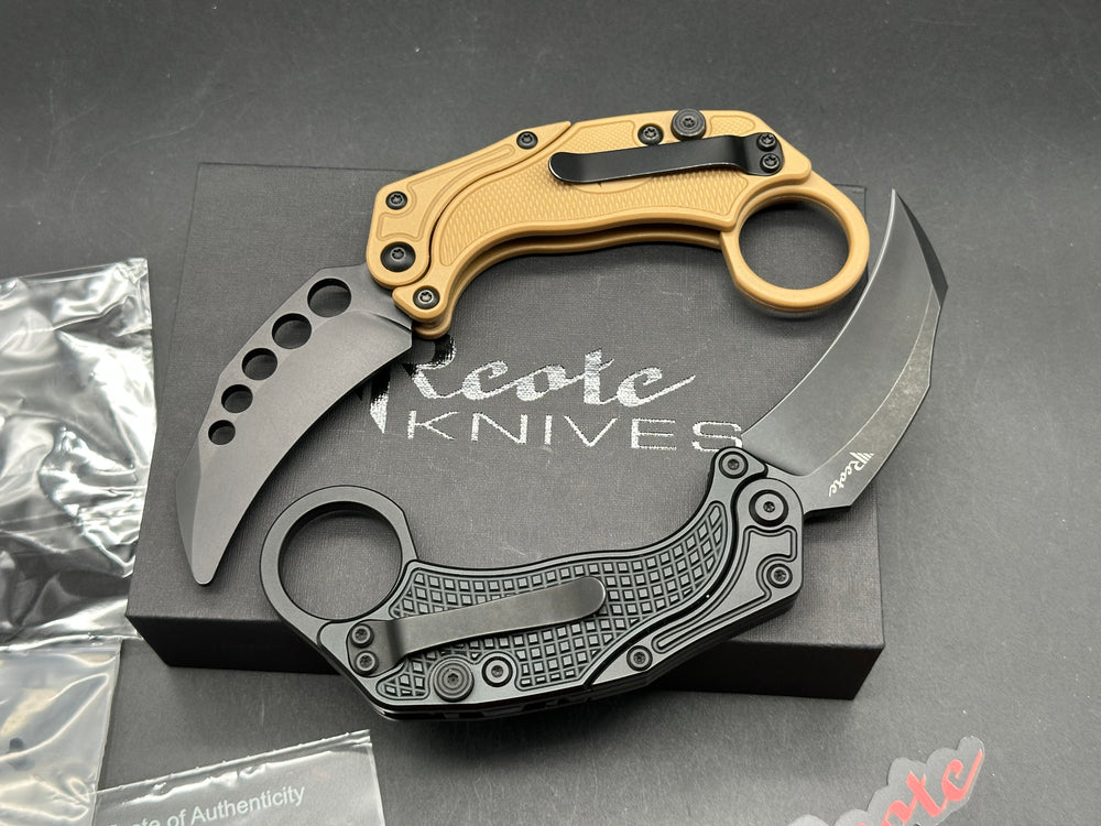 Reate EXO-K Gravity Karambit Button Lock Knife Black Aluminum (3.1" Bl