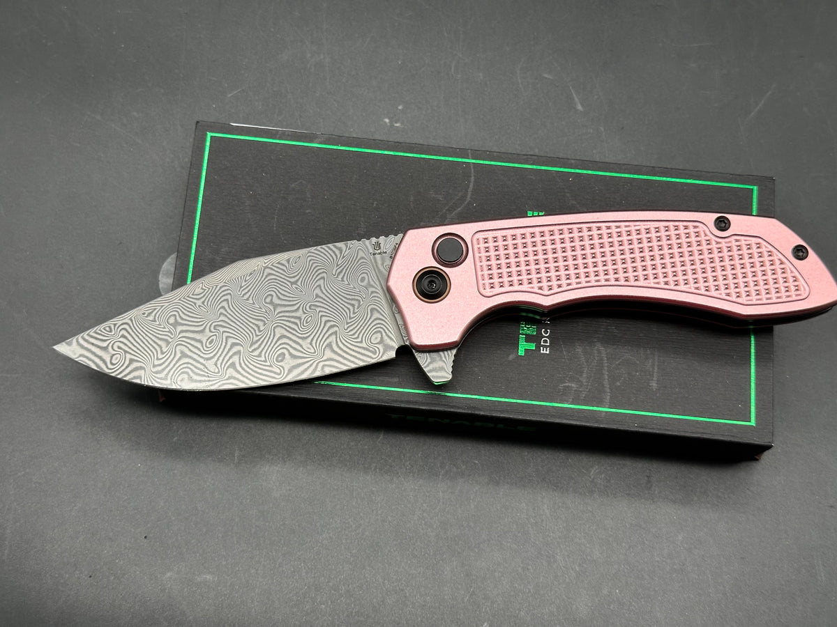 Tenable Entity Button Lock Flipper Knife - 3.52'' Water Ripple Damascu